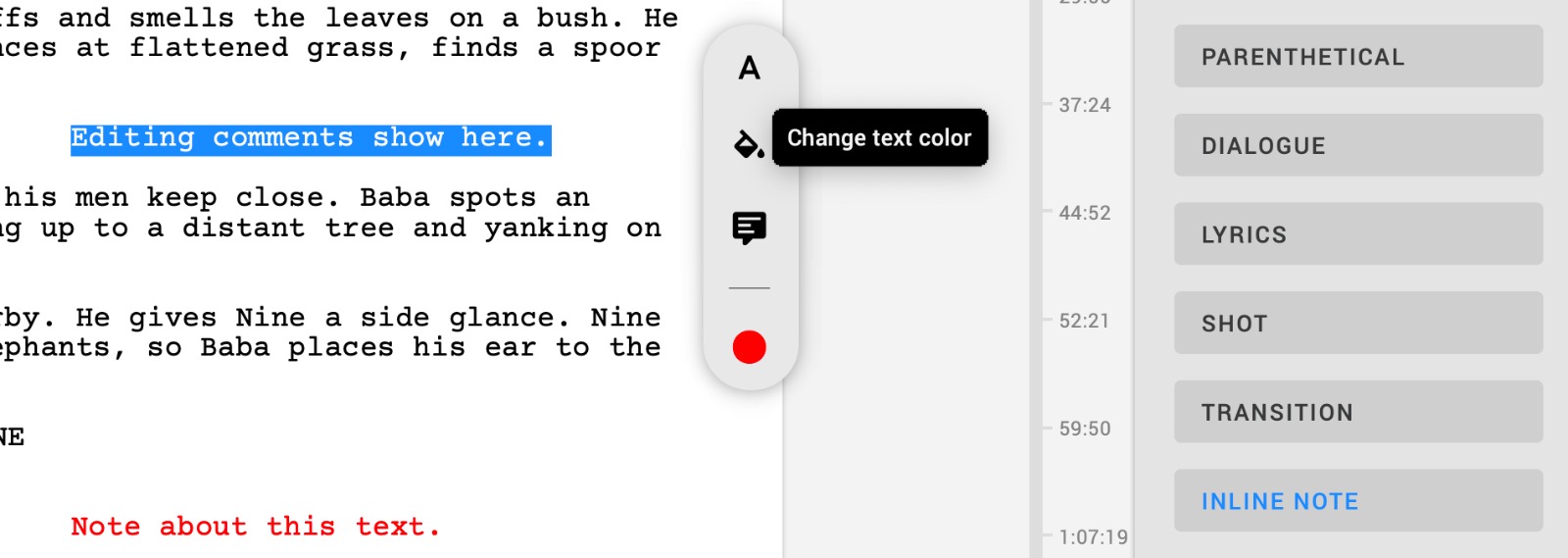 Script Editing Screenshots | Page Turner Awards